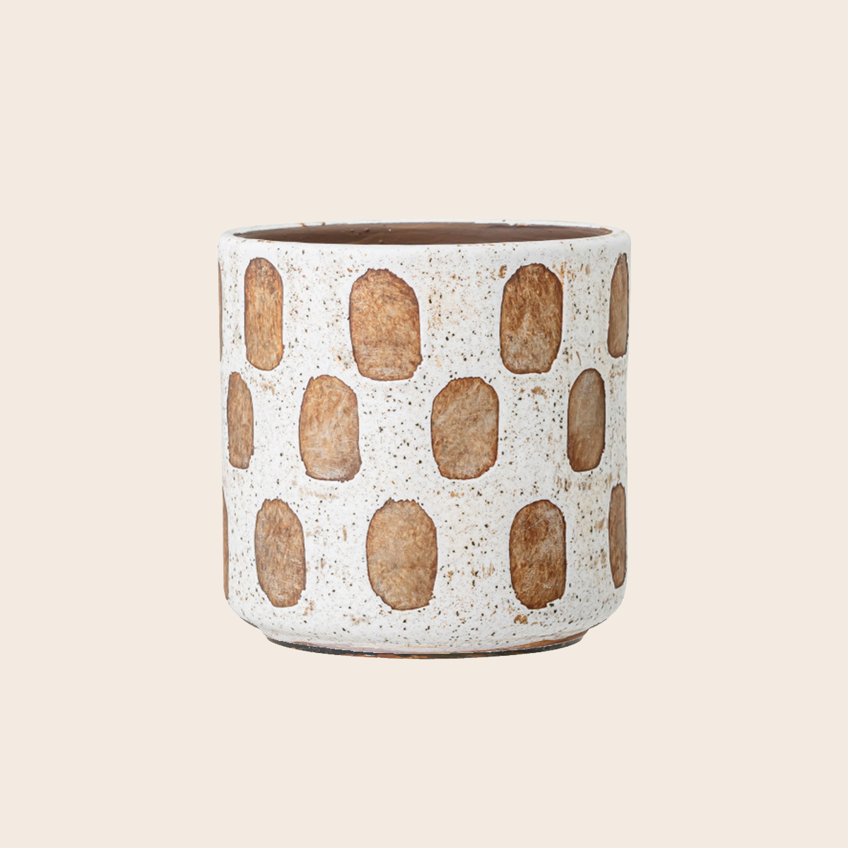 Avo Deco White/Terracotta Check Pot | Pots & Planters | GrowTropicals.com